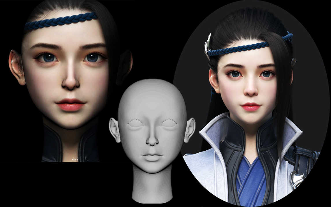 Maya次时代角色建模,国风女孩人物建模教程,从拉box开始,五官比例,...