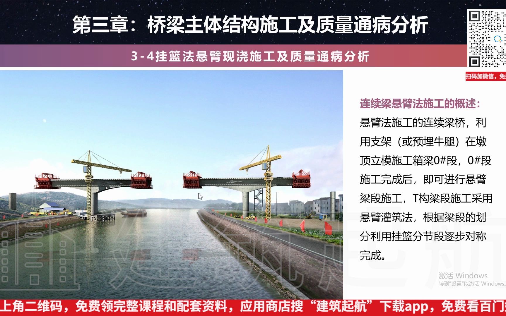 桥梁施工工艺特点及现场实操课程:挂篮法悬臂现浇施工 (1上)