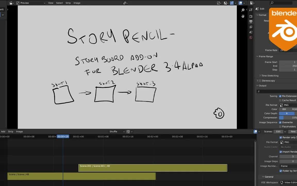Blender中文版插件教程Blender 3.4 Alpha - Story Pencil 演示Blender