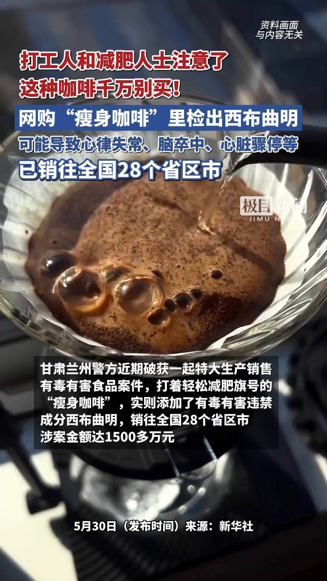 ...这种咖啡千万别买!网购“瘦身咖啡”里检出西布曲明,副作用可能导...