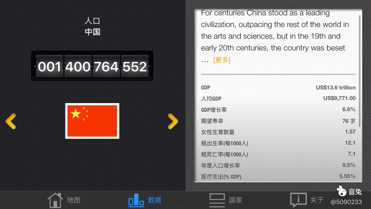 一个叫世界人口时钟的App,展示着每秒钟全球人口的出生和死亡。