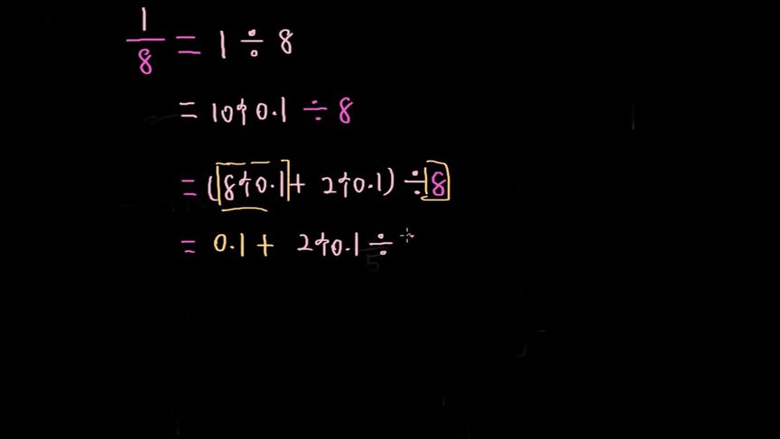 用除法将分数转化成小数:1/8