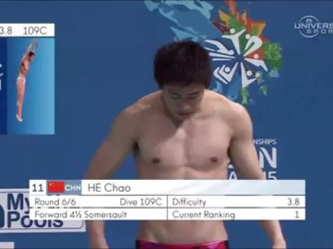 [喀山精彩瞬间]何超男子跳水1米板夺冠【2015】