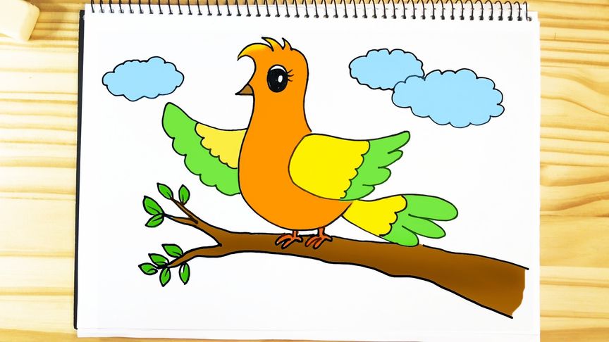 亲子儿童简笔画 用数字20画小鸟,快来试试吧!