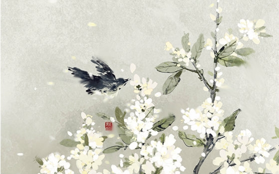【离城】教你如何画水墨的花花!【P2附原倍速高清录屏】