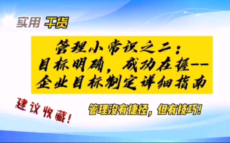目标明确 成功在握--企业目标制定详细指南