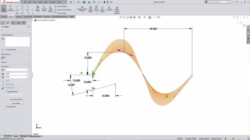 SOLIDWORKS 中样条曲线的操作使用技术