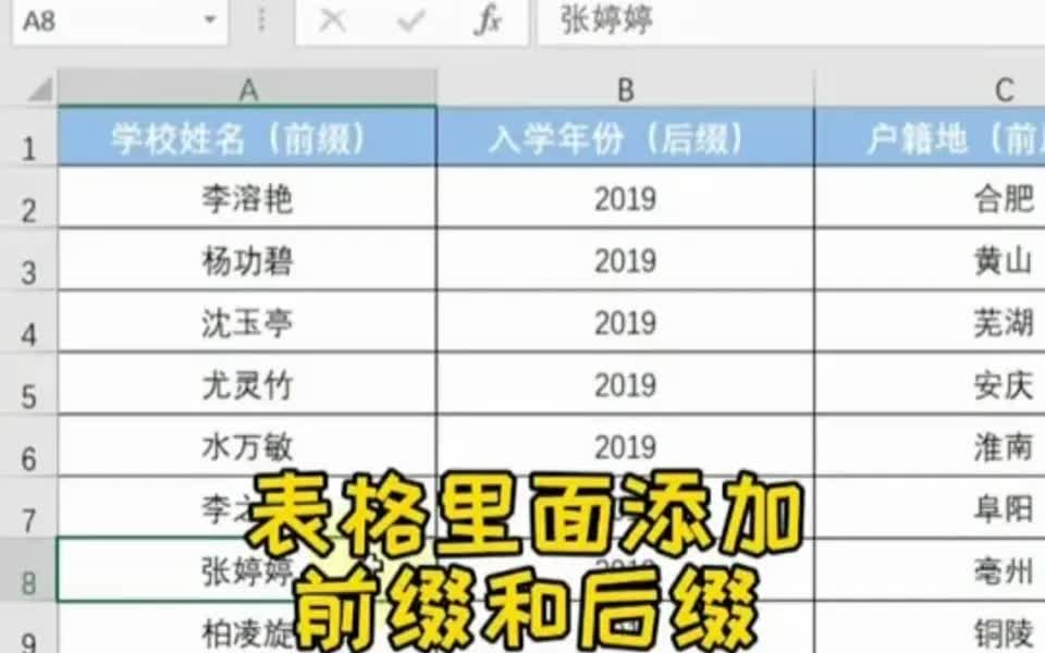 Excel里面怎么添加前缀后缀