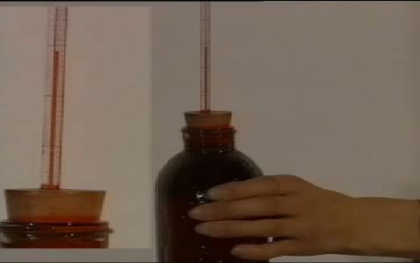 用大玻璃瓶演示玻璃微小形变
