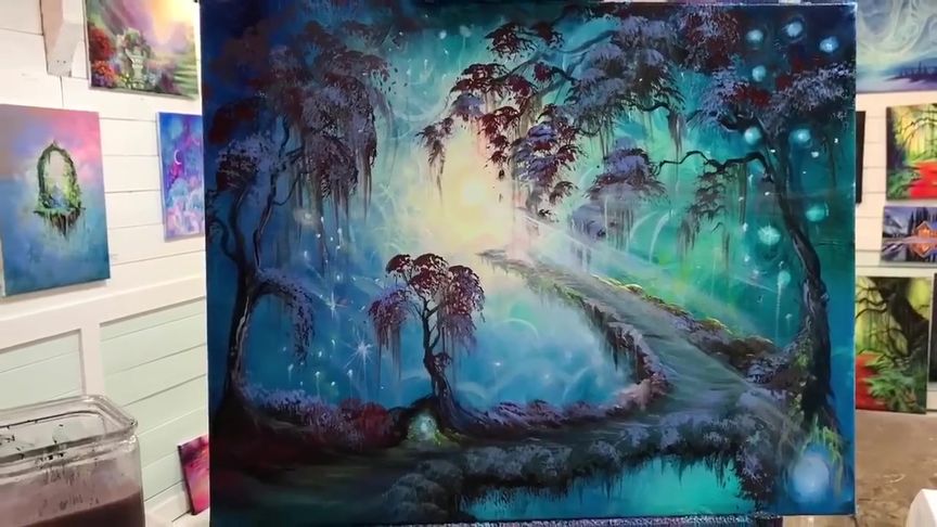 森林在安睡着,没人来打扰它的美梦#风景画 #艺术 #绘画 #画画