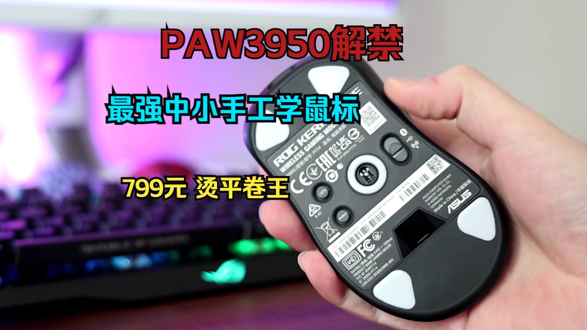 卷王集体沉默!解禁首款PAW3950默秒全:ROG月刃2ACE无线鼠标开箱...