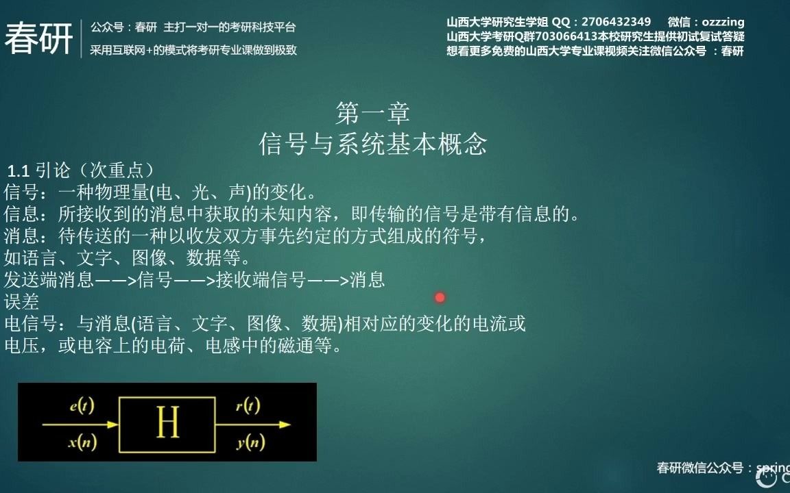 山西大学电子与通信工程考研信号与系统第一章