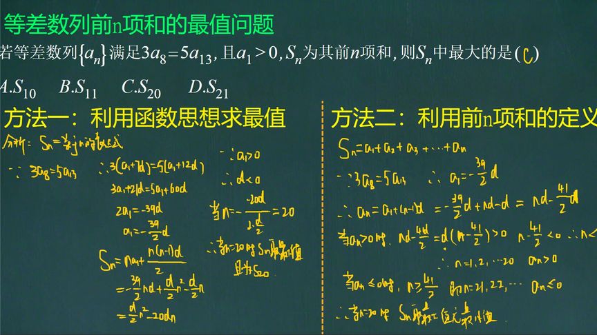 等差数列前n项和最值的求法 方法1:函数思想 方法1:前n项和定义