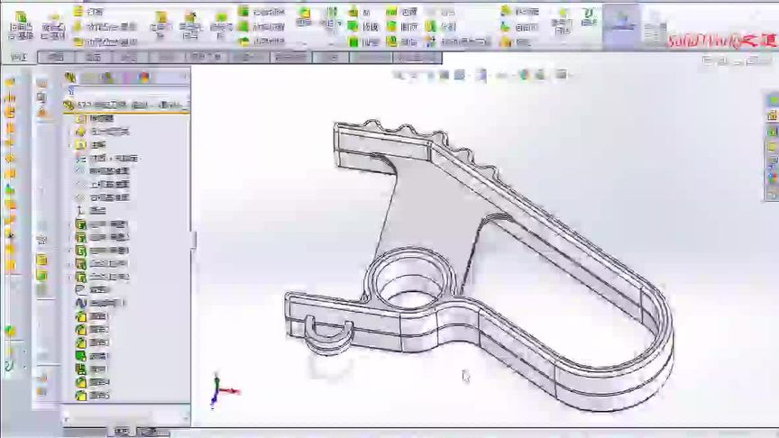 Solidworks削皮刀刀架实例,主要是薄壁特征和拔模