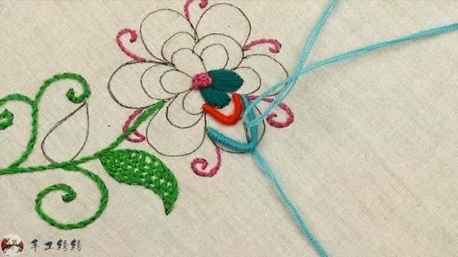 手工刺绣:简单漂亮的绣花图案,玫瑰花缝线技巧