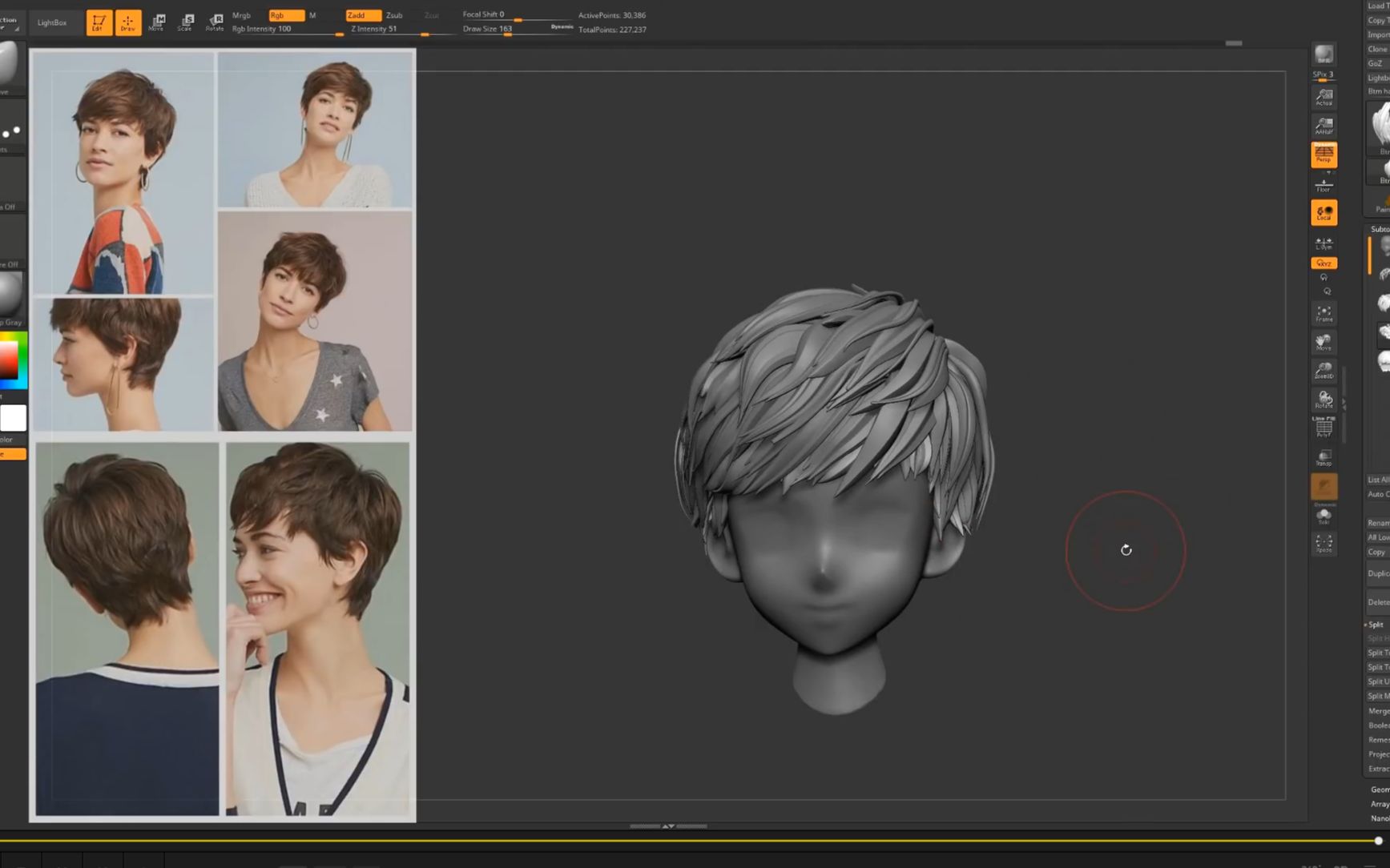 【中英双语】ZBrush - 风格化头发(作者提供笔刷下载)
