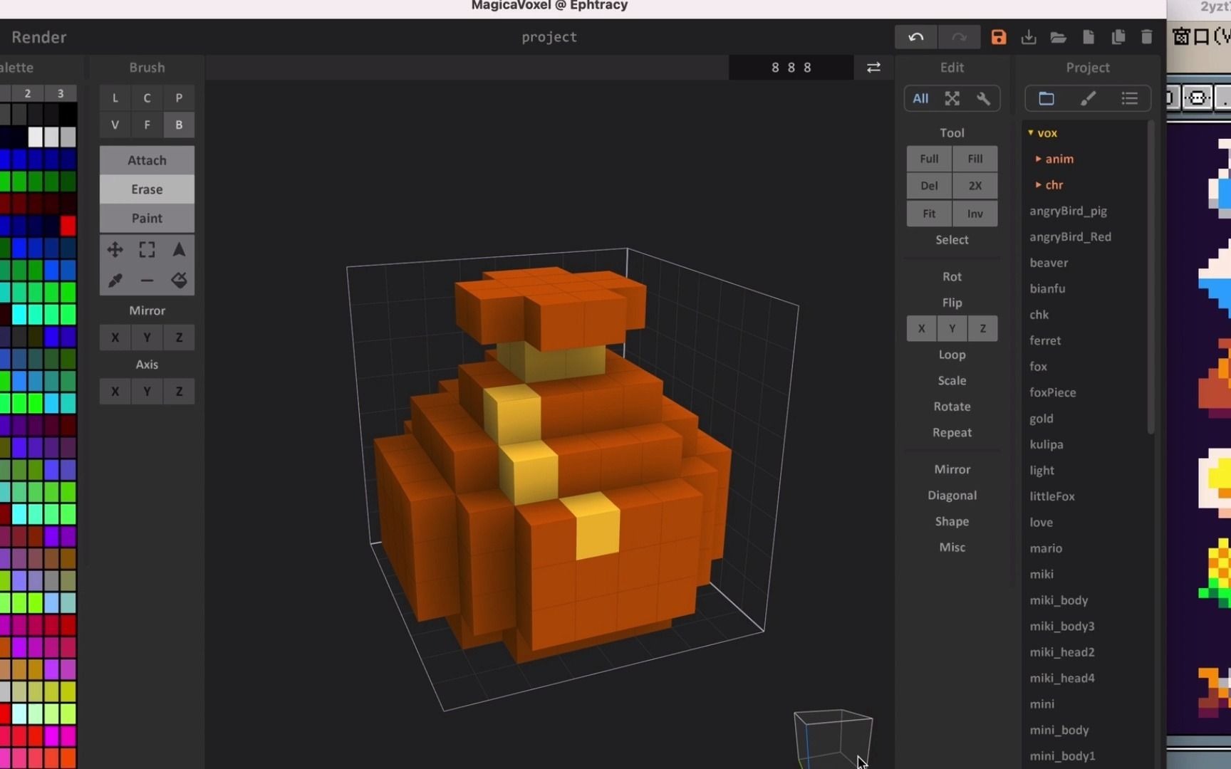 MagicaVoxel平面体素加厚删除建模法