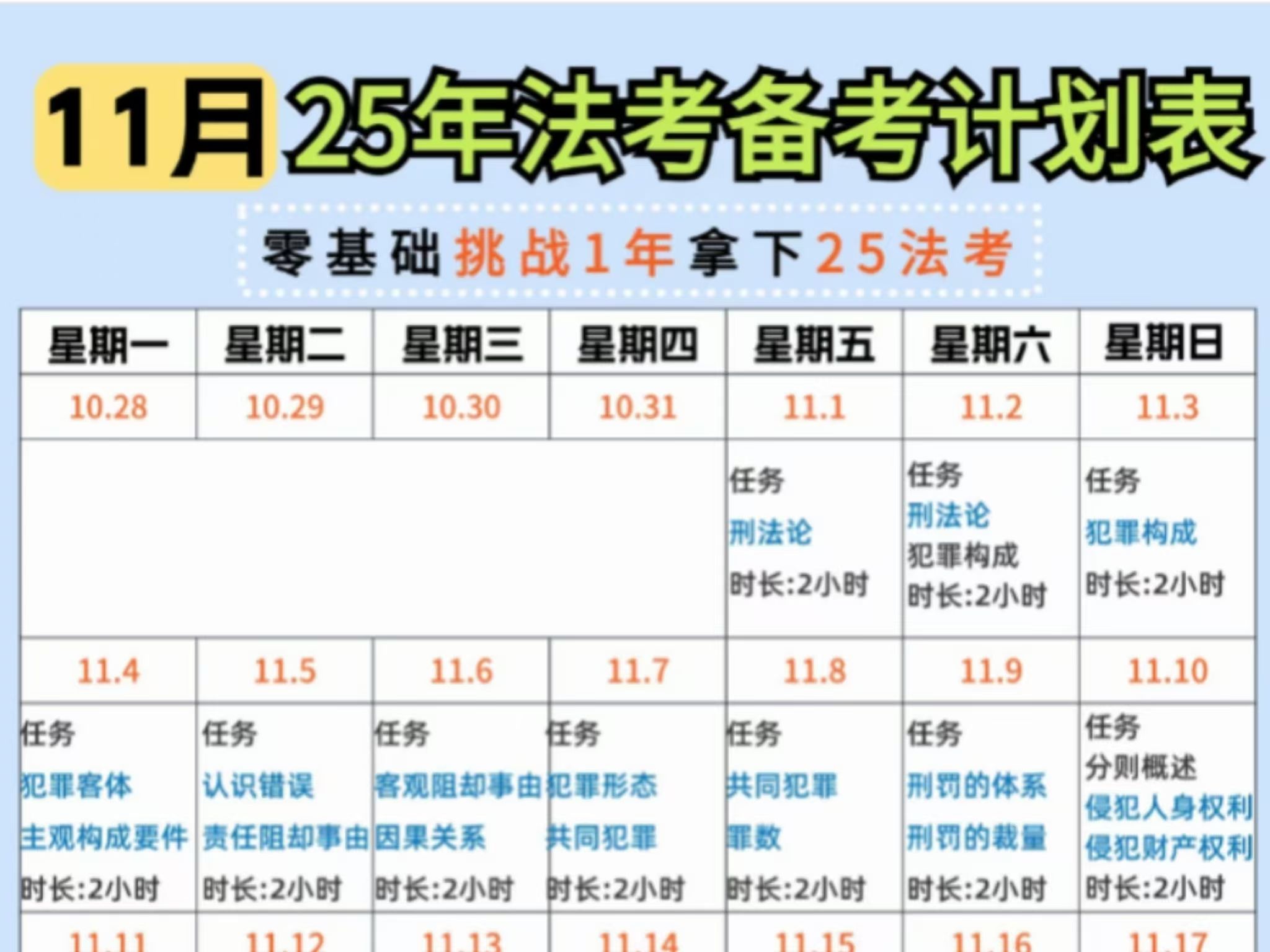 25年法考备考计划表,0基础备考,直接一年拿下25法考