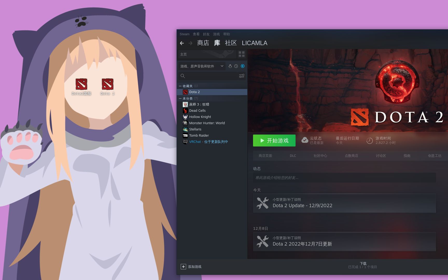 【gentoo日常】linux使用不同桌面快捷方式选择dota2进入国服或国际服