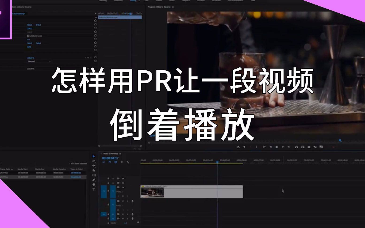 怎样用PR让一段视频倒着播放