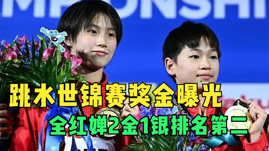 跳水世锦赛奖金曝光,全红婵2金1银排名第二,陈芋汐仅排第三!