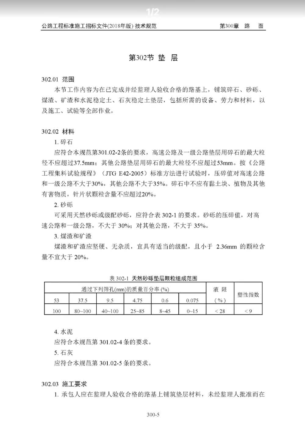 第300章 路面【公路工程标准施工招标文件(2018年版)技术规范】