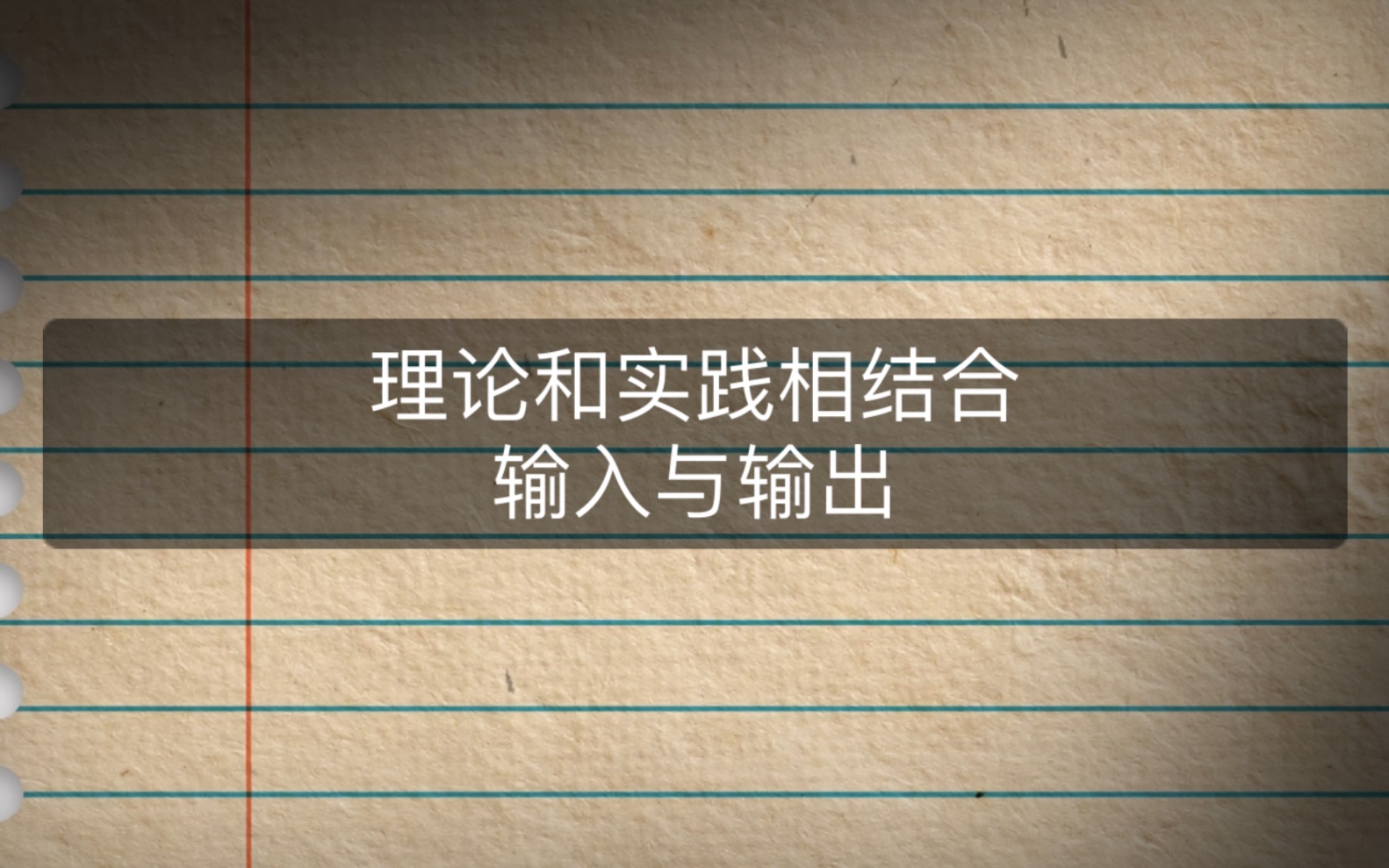 理论和实践相结合输入与输出