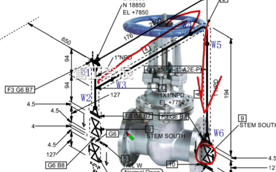 化工管道,中石化管工李辰讲解单线图轴测图。化工工艺管道管工