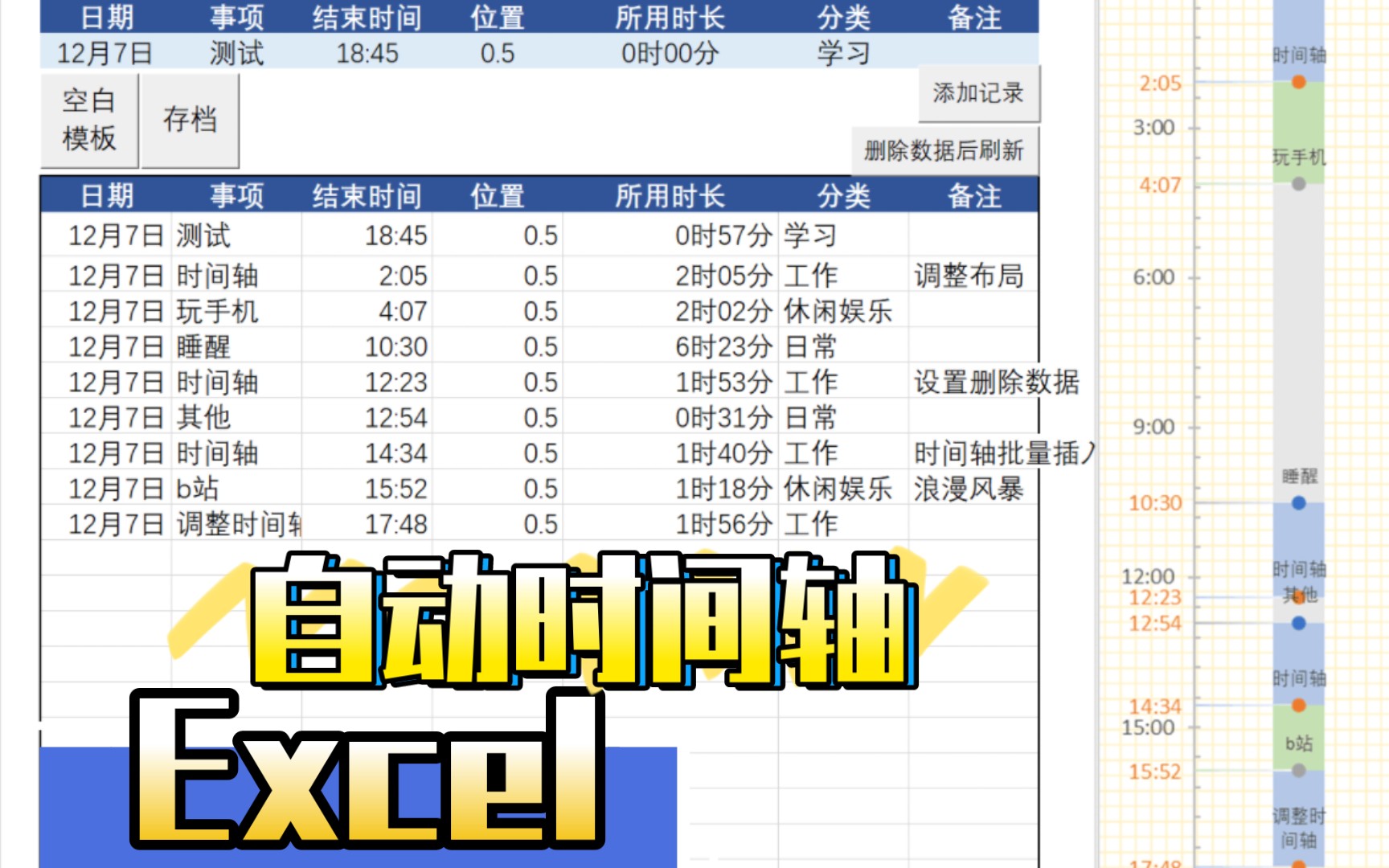 【excel手帐】怎么做时间轴