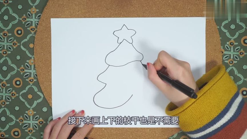 教孩子画圣诞树简笔画,简单易学,分分钟就能学会