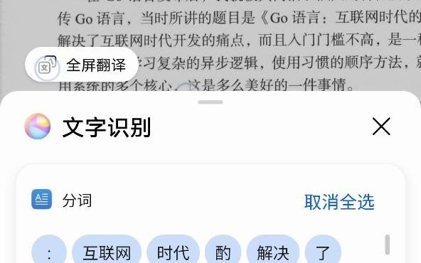 华为智慧识屏翻译WPS打开的PDF文件