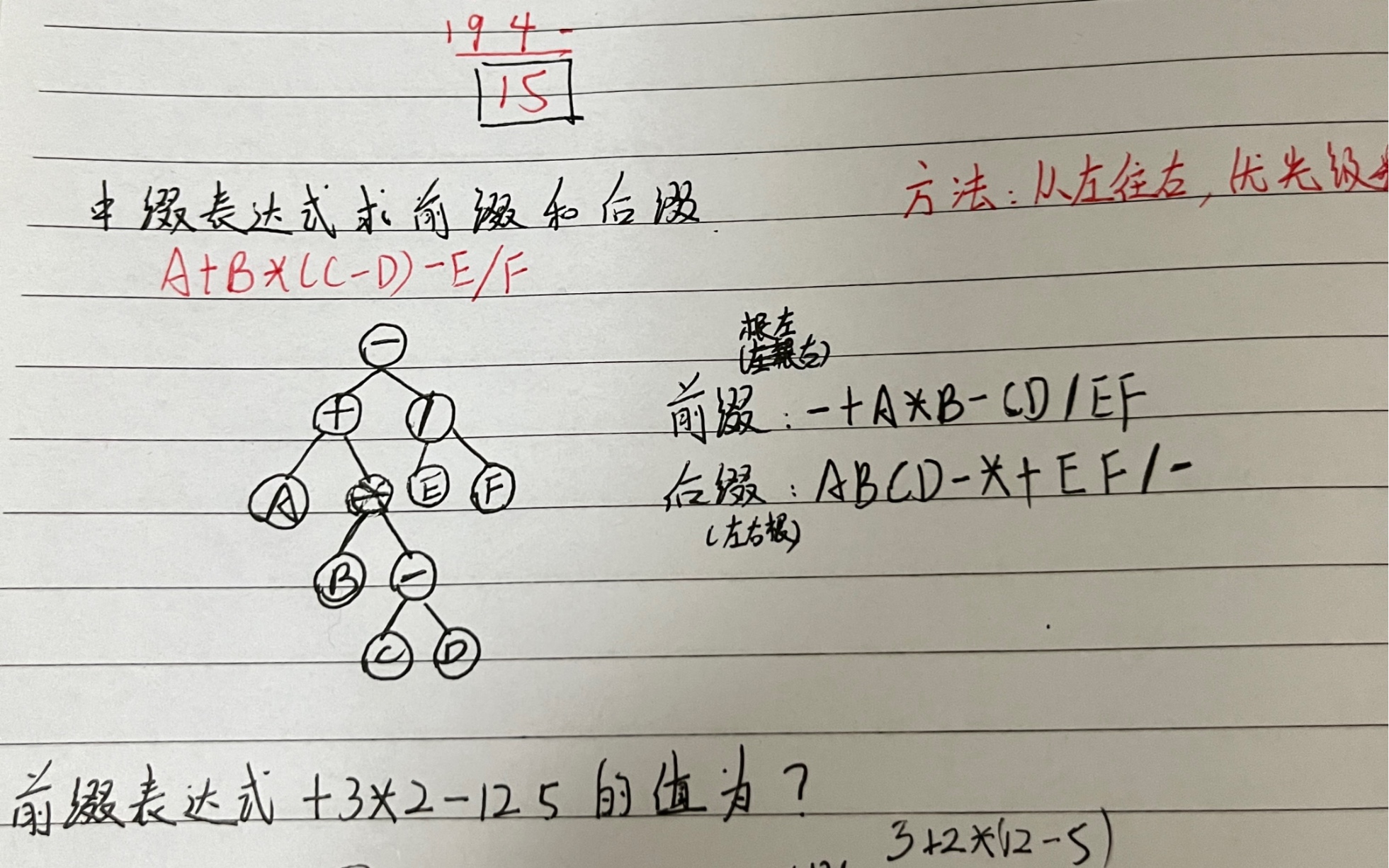 中缀表达式求前缀表达式的第二种方法