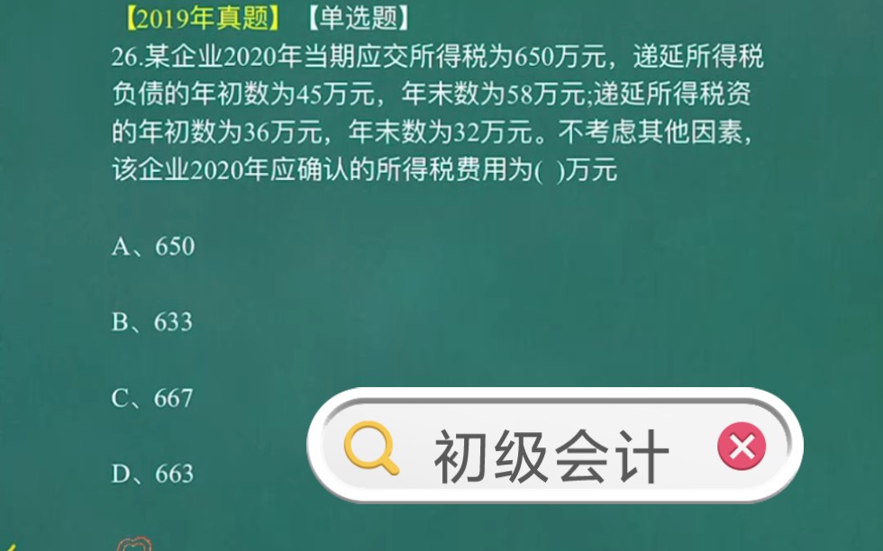 初级会计历年真题讲解:企业所得税费用讲解