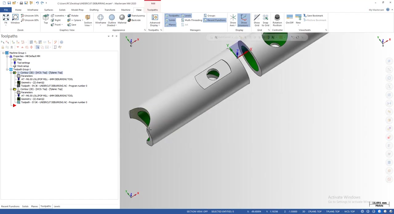 使用棒棒糖刀具去除底部或交叉位置毛刺