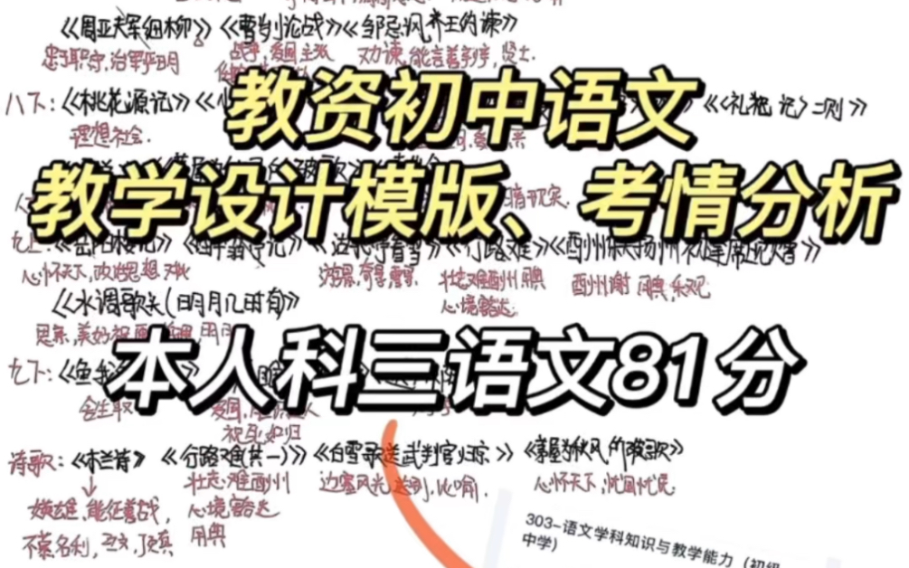 教资初中语文教学设计模版,学姐有备考笔记