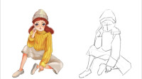 卡通漫画女主,儿童简笔画水彩绘画教程,看教程就可以学会的画画