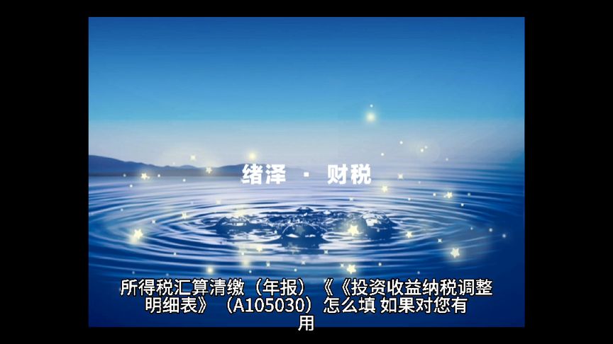 所得税汇算清缴年报投资收益纳税调整明细表A105030极简填表说明