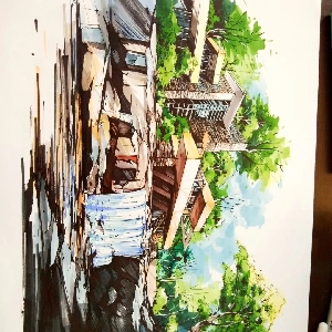生活中学建筑 