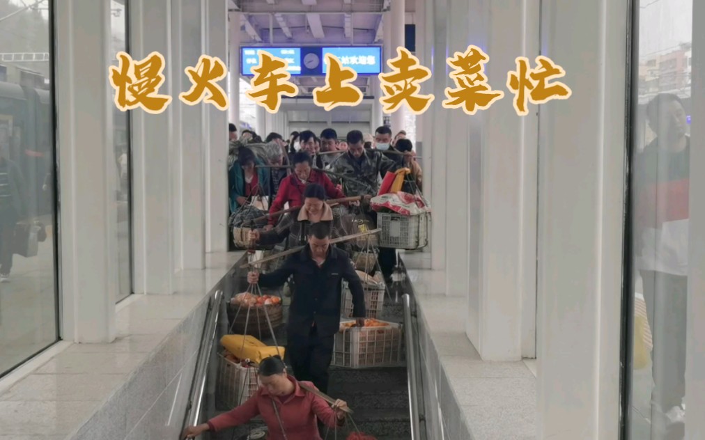 从怀化麻阳到贵州铜仁绿皮火车一路锦江如画,百姓挑着担子卖菜忙