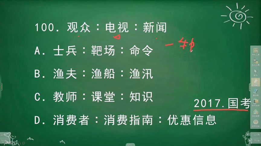 公务员考试:观众:电视:新闻,类比推理