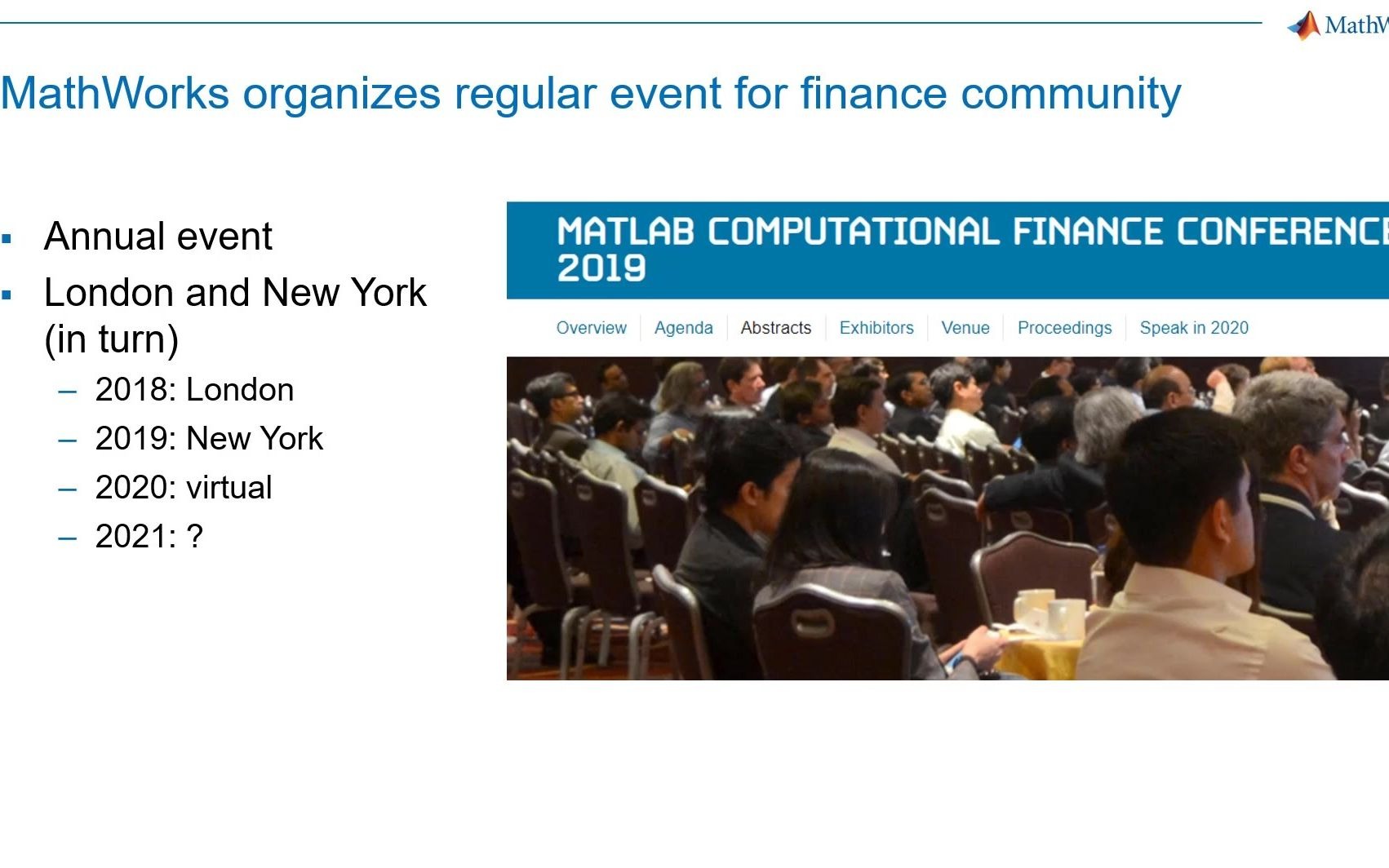 【中文】2019 年 MATLAB 量化金融大会(纽约)简介