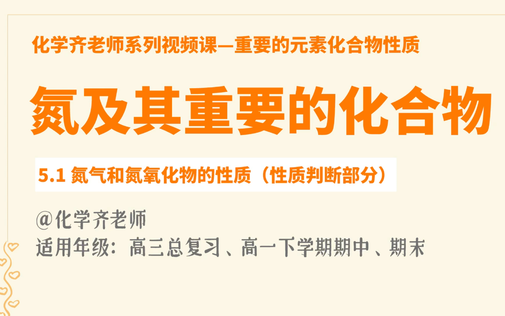 5.1 氮气和氮氧化物的性质(性质判断部分)