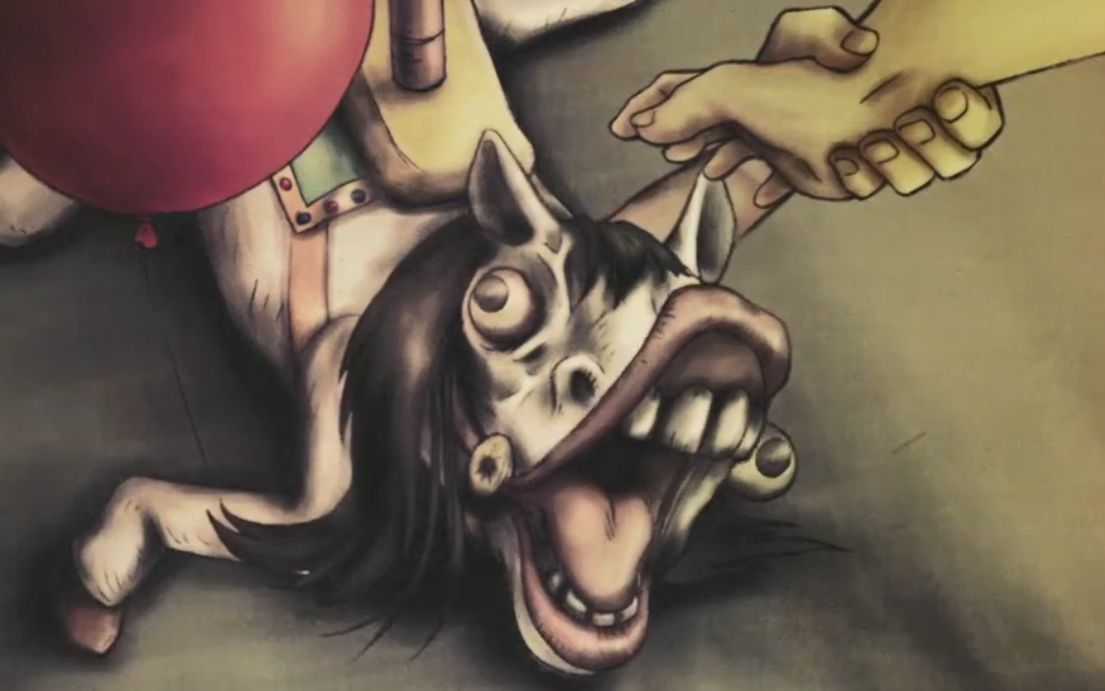 搞笑恐怖故事:对象俩去坐旋转木马,结果女的变成了木马!