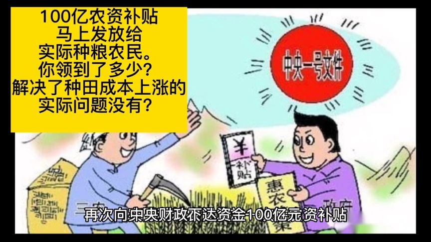 中央财政将再次向实际种粮农民,发放100亿农资补贴,你领到了吗