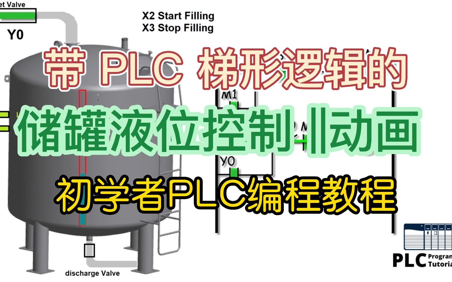 带 PLC 梯形逻辑的储罐液位控制 ||动画 ||初学者PLC编程教程