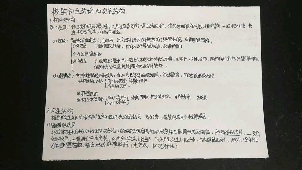 普生必背大题 植物篇 根 (根初生结构次生结构 根尖分区 侧根 木质部...