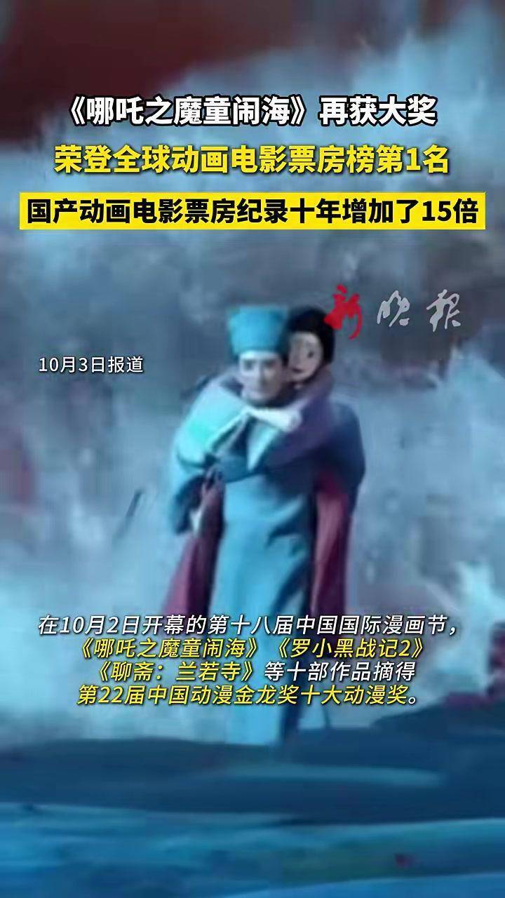 ...再获大奖,荣登#全球动画电影票房榜第1名,#国产动画电影票房纪录...