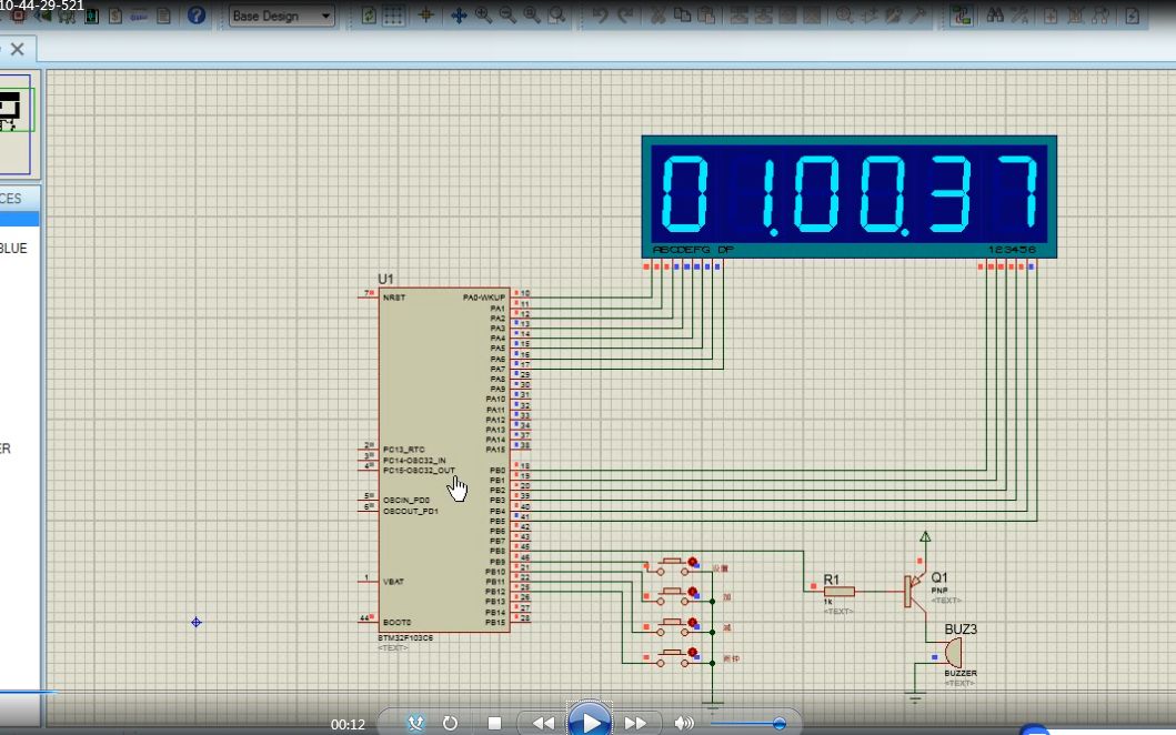 STM32单片机电子时钟闹钟设计-数码管显示-按键设置-proteus仿真
