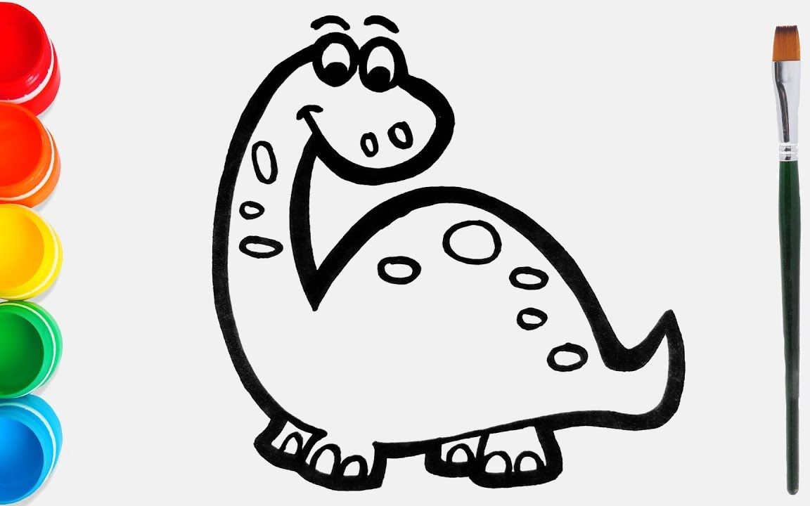 和我一起学画画,今天我们来画一头恐龙!