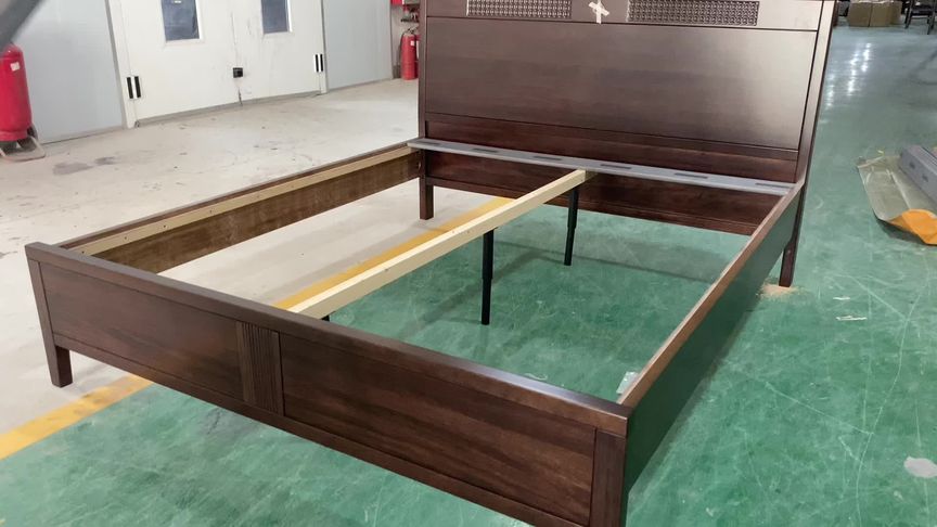 全实木床静音床板安装过程,效果美美哒ߌ�#乌金木家具